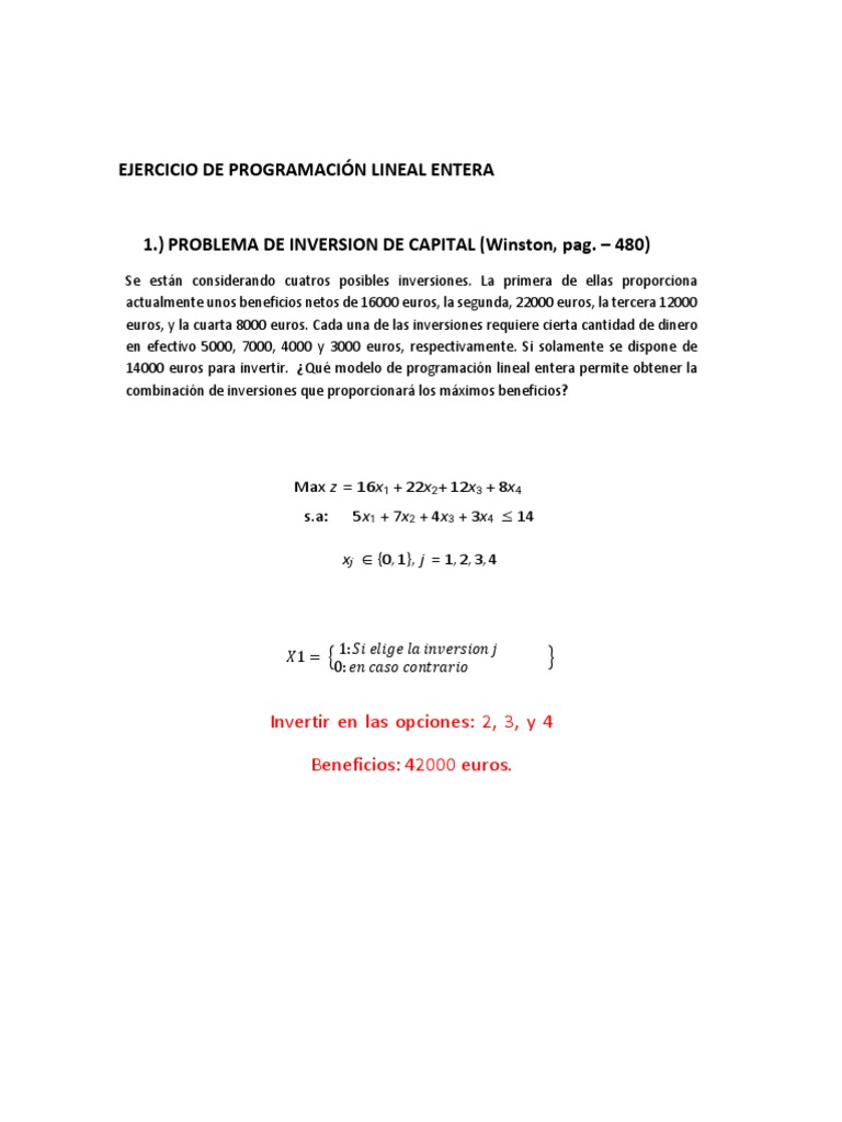 Ejercicio de Programación Lineal Entera | PDF | Economias | Science
