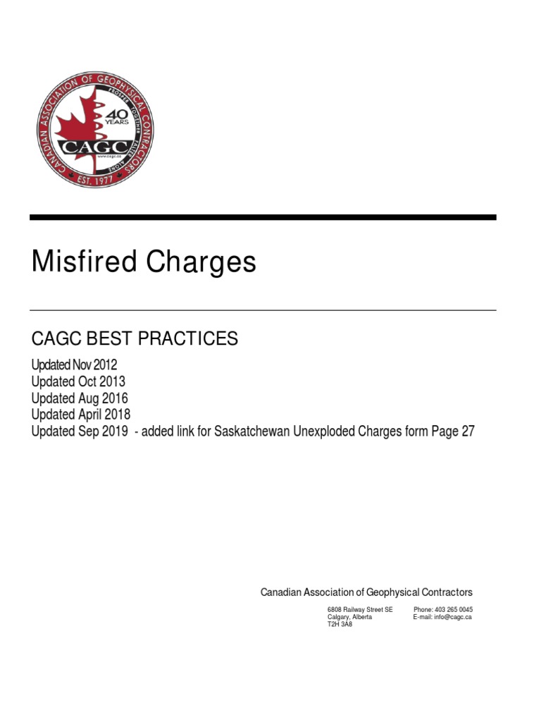 Misfired Charges: Cagc Best Practices | PDF | Reflection Seismology | Risk