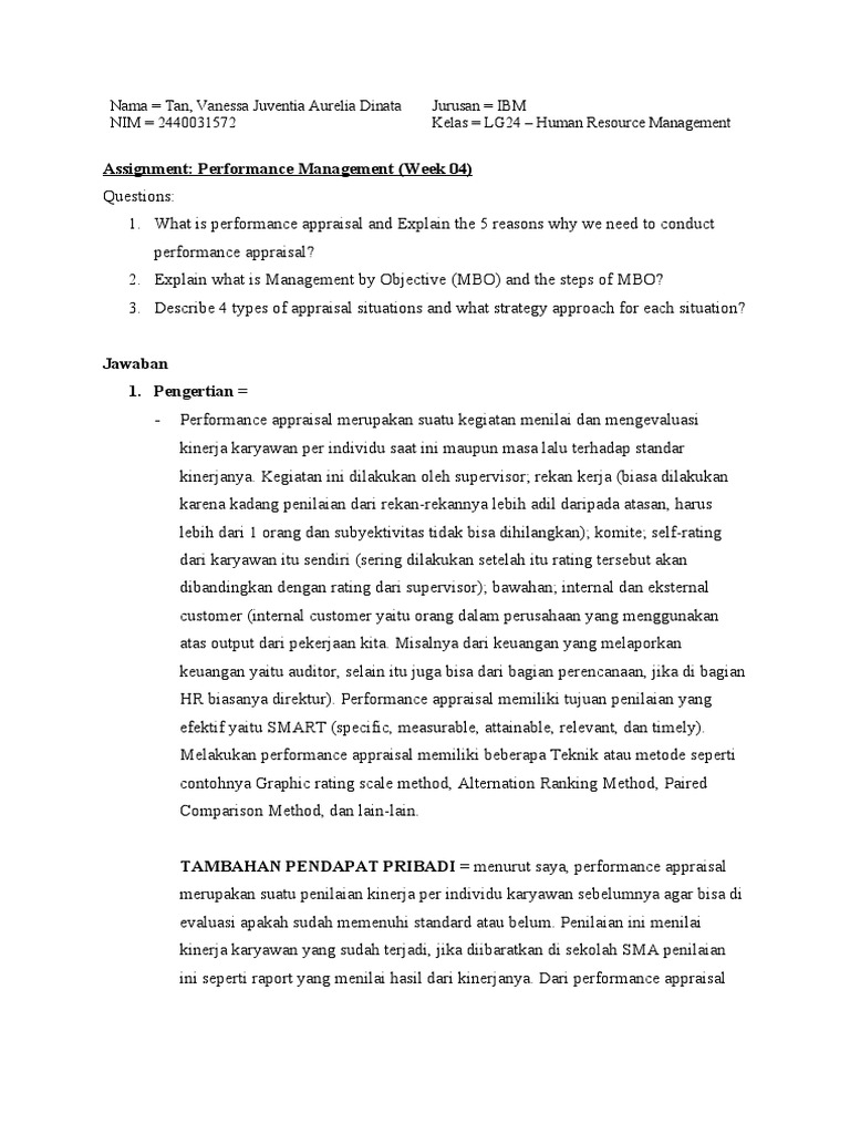 Assignment Performance Management HRM | PDF