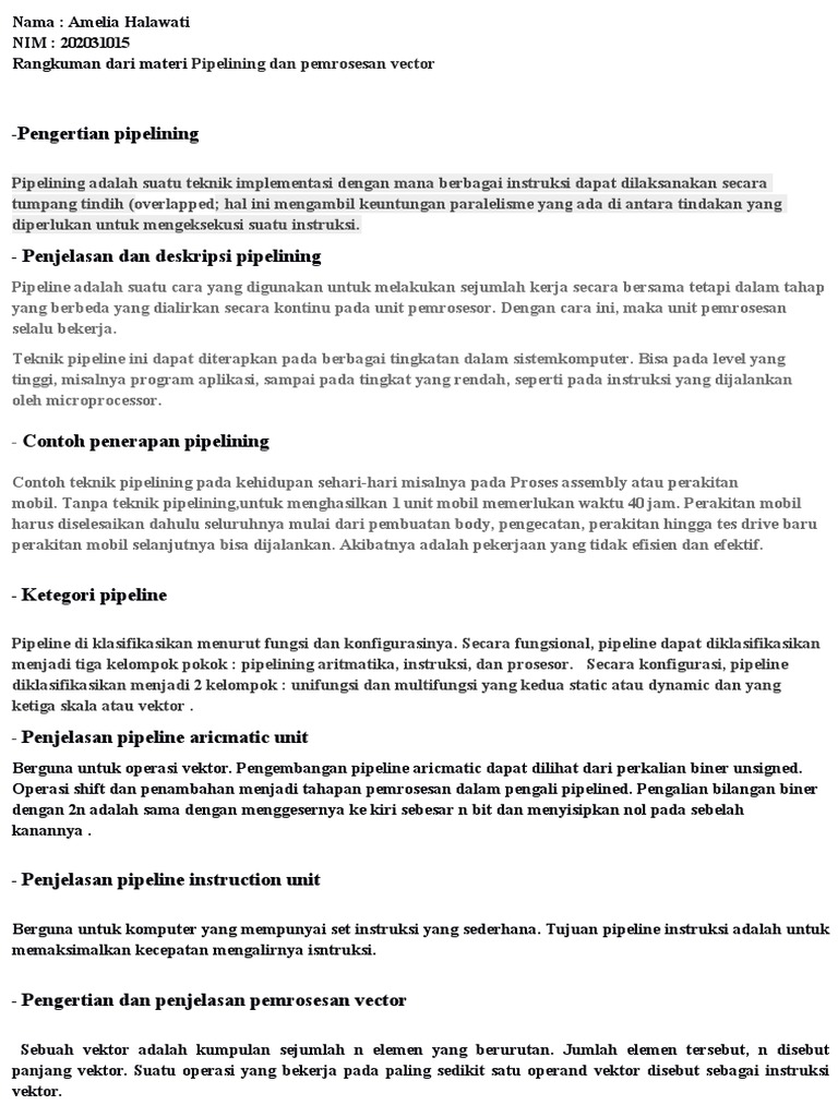 Amelia Halawati - 202031015 - Rangkuman - Pipelining Dan Pemrosesan ...