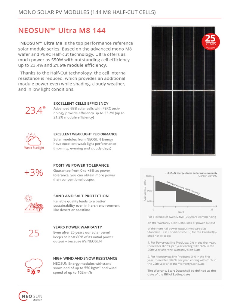 Neosun NS 540 550M 144 en - 2 | PDF | Solar Panel | Electrical Engineering