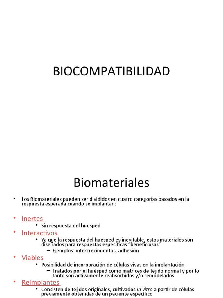 Biocompatibilidad de Biomateriales | PDF | Inflamación | Hueso