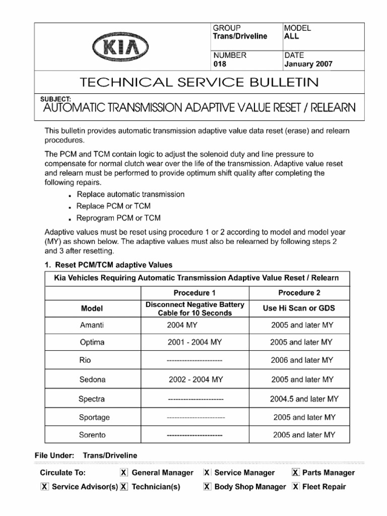 Reset Adaptive Transmission Pdf Automatic Transmission Automotive