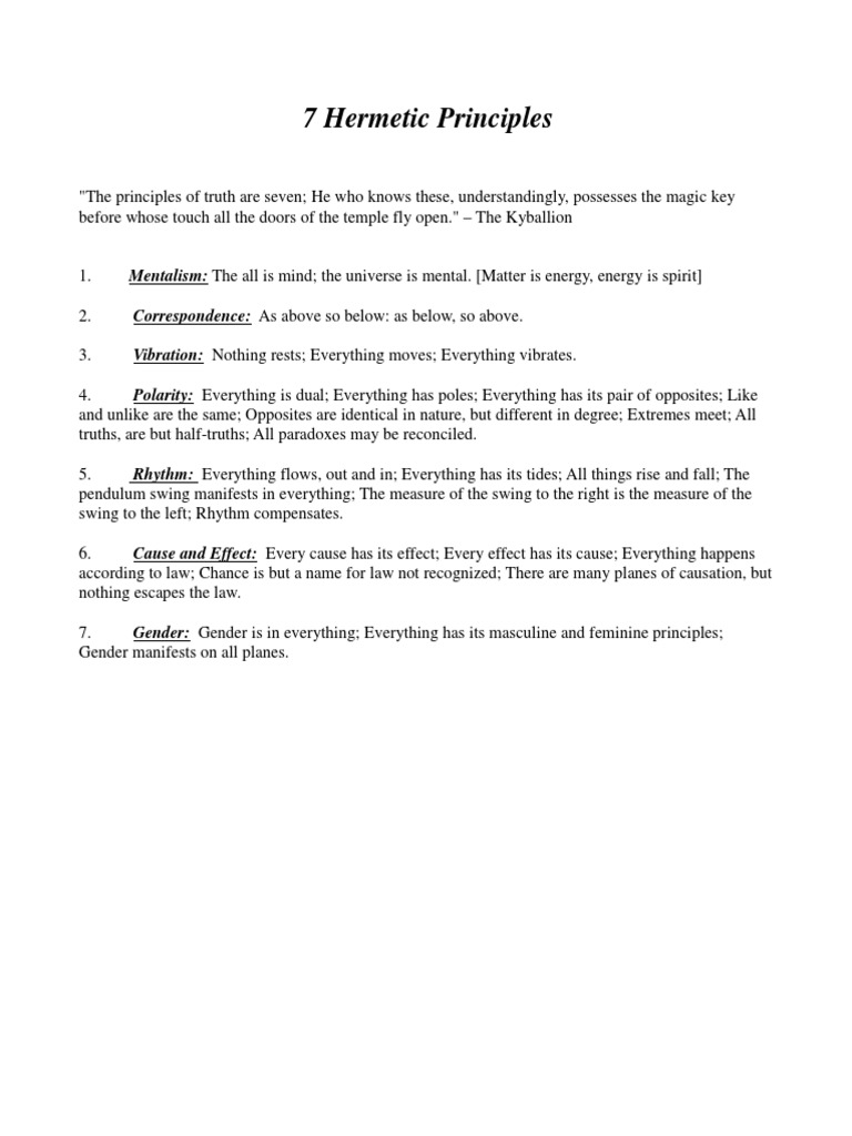 7 Basic Hermetic Principles | PDF
