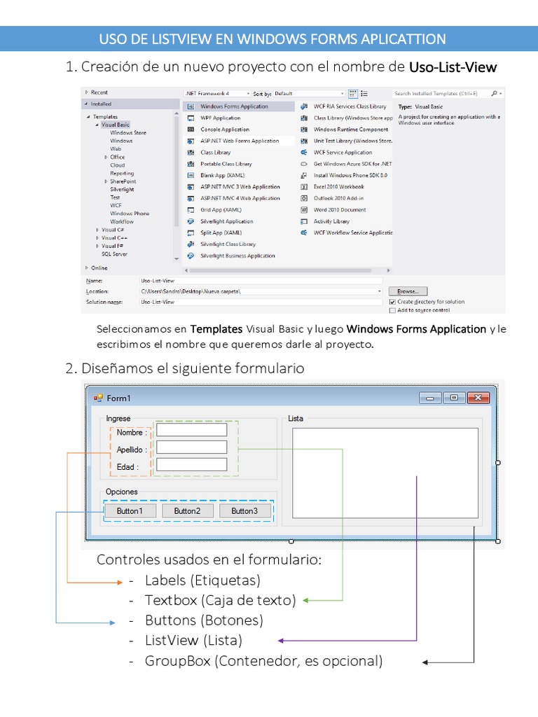 Visual Basic - Uso Listview - Windows Forms | PDF | Informática | Programación de computadoras