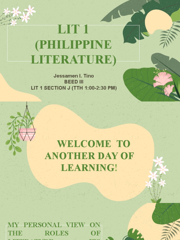 Philippine Literature Jessamen I Tino Beed Iii Lit 1 Section J