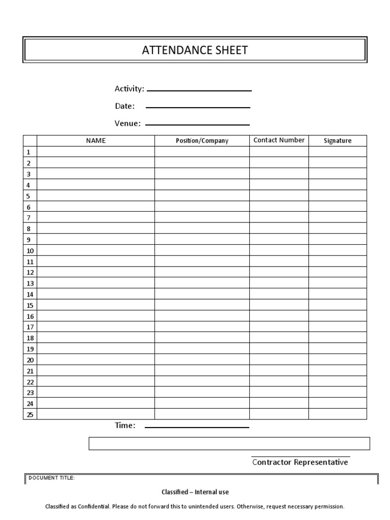 Attendance Sheet: Activity: Date: Venue | PDF | Waste | Occupational ...