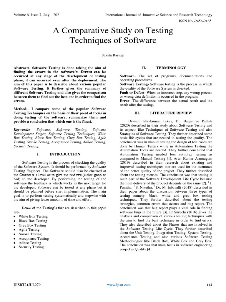 A Comparative Study On Testing Techniques of Software | Download Free ...