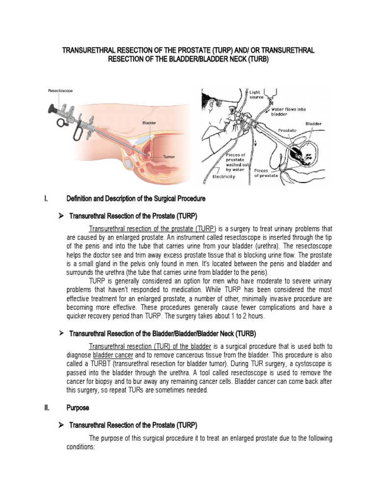 TURP and TURB Procedures Explained | PDF | Prostate | Urinary Bladder