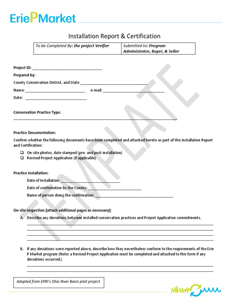 Certificate Of Installation Template
