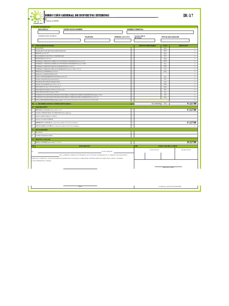 Formulario IR-17 | PDF | Depreciación | Impuestos