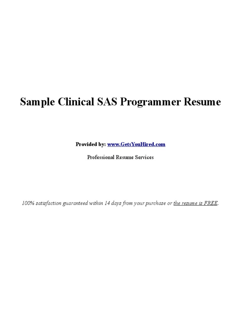 Clinical SAS Programmer Resume Sample | PDF | Sas (Software) | Clinical ...