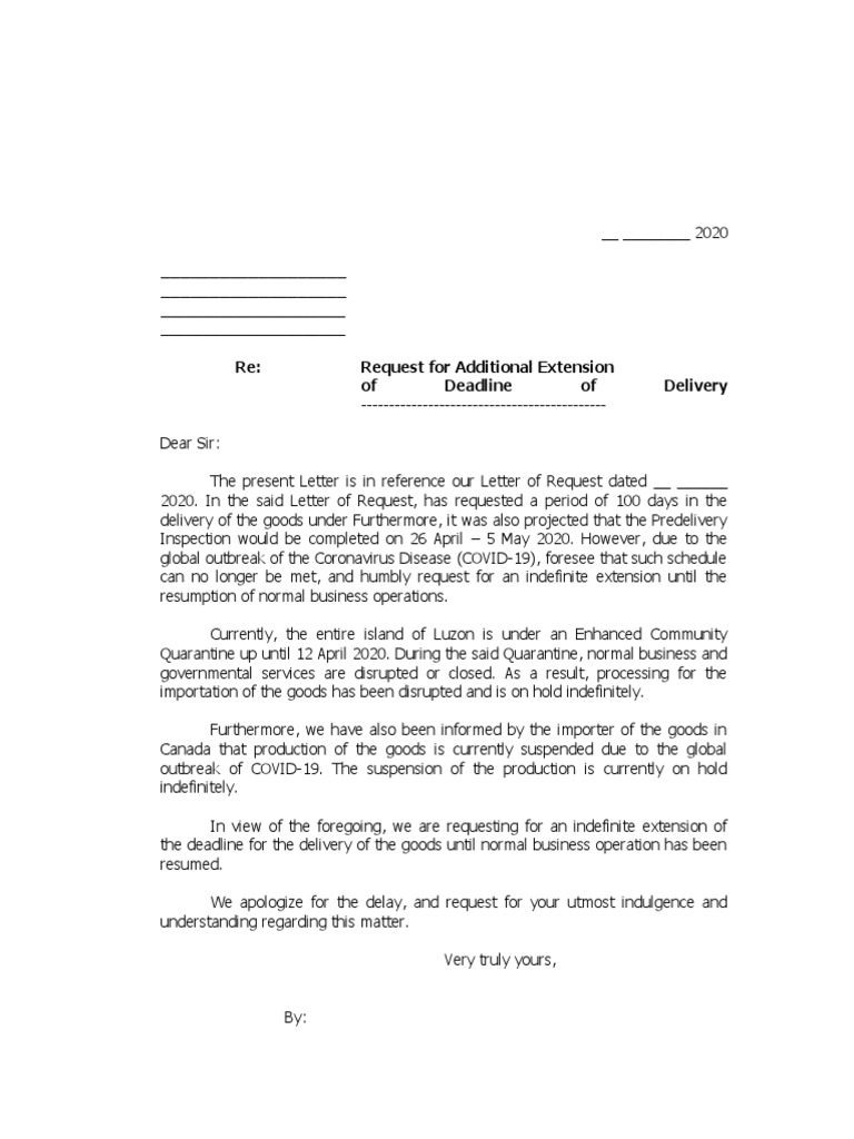 Letter Request For Extension of Deadline | PDF