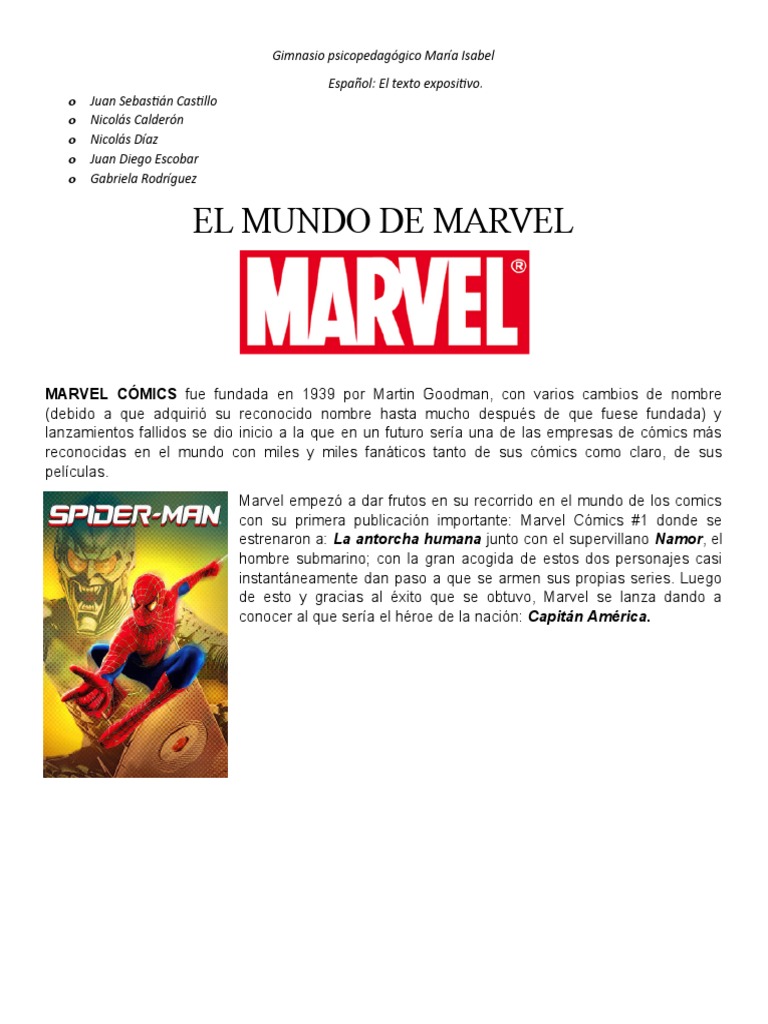 Marvel, Texto Expositivo 9B | PDF