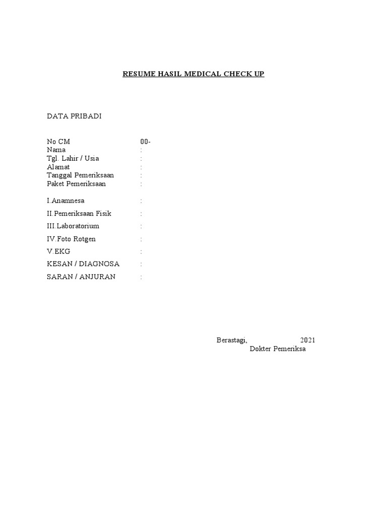 RESUME HASIL MEDICAL CHECK Up | PDF