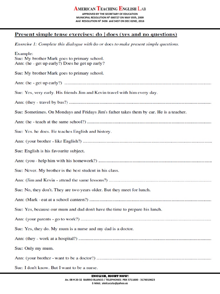 Simple Present Worksheets | PDF