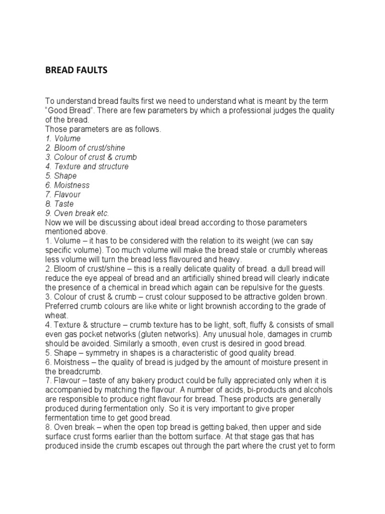 Bread Faults | PDF | Breads | Dough
