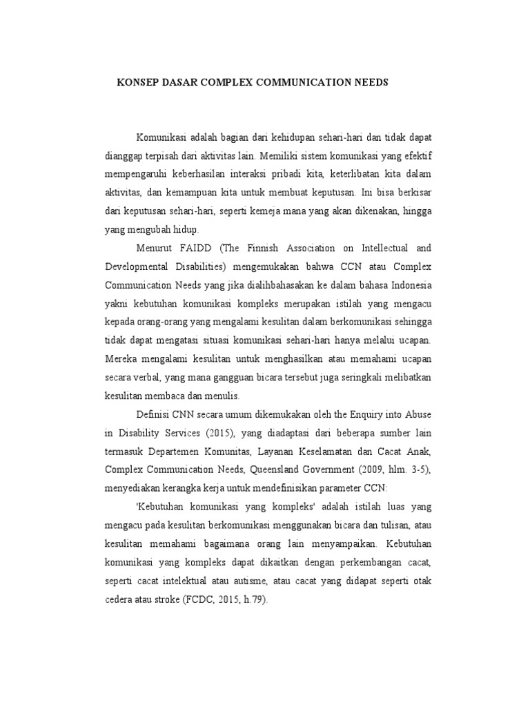 Konsep Dasar Complex Communication Needs | PDF