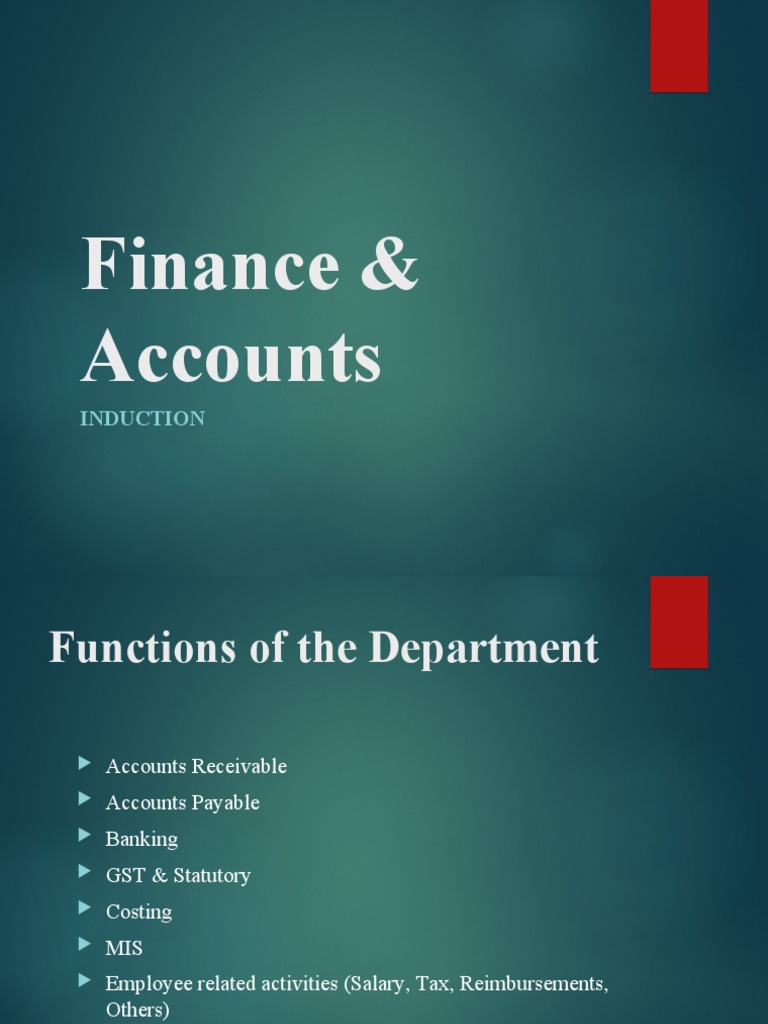 Finance & Accounts - INDUCTION | PDF