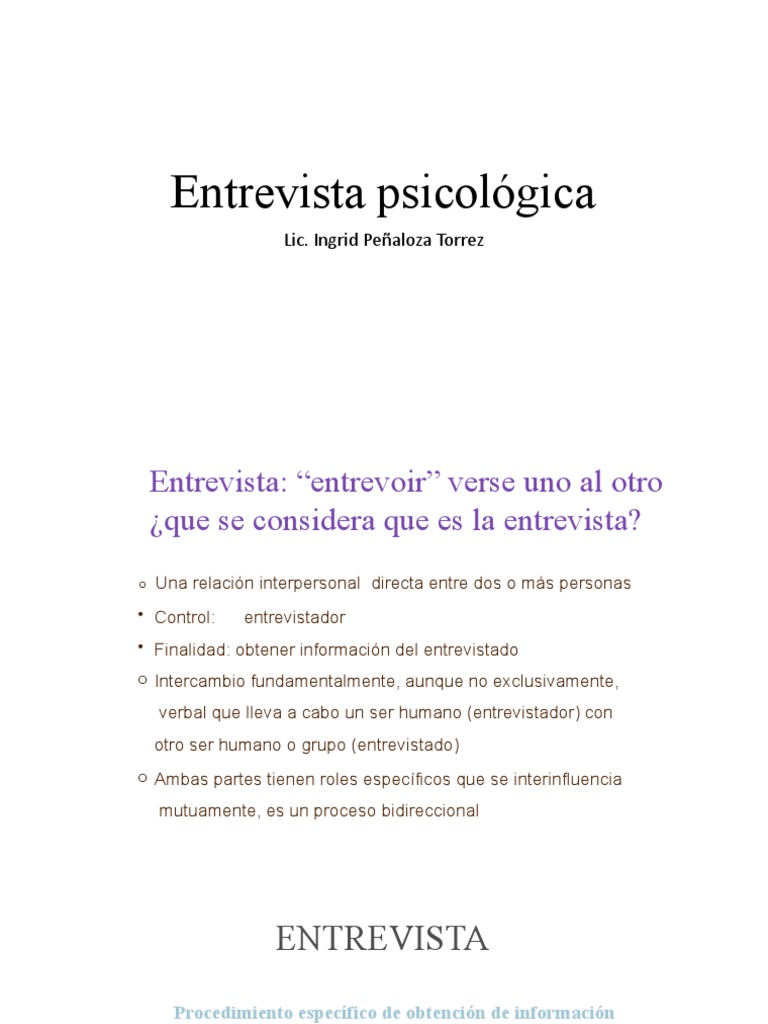 Entrevista Inicial | PDF | Psicoanálisis | Sicología