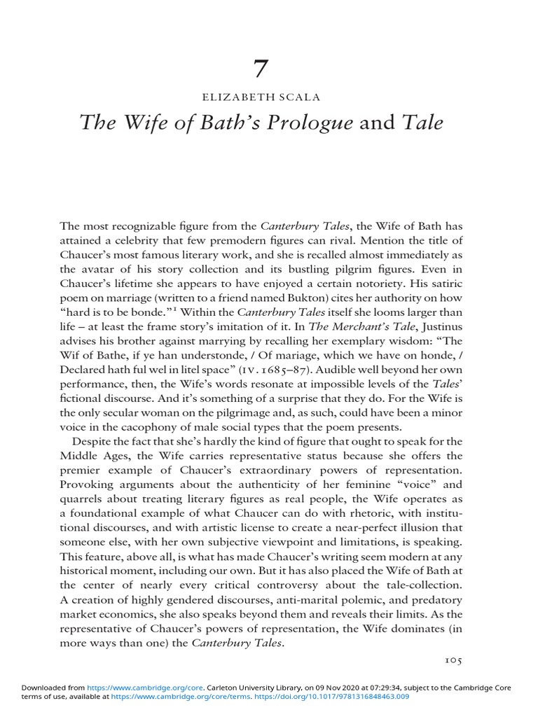 The Wife of Bath's Prologue and Tale: A Disruptive Voice | PDF | The ...
