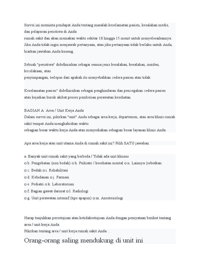 Survei Ini Meminta Pendapat Anda Tentang Masalah Keselamatan Pasien | PDF | Sains & Matematika