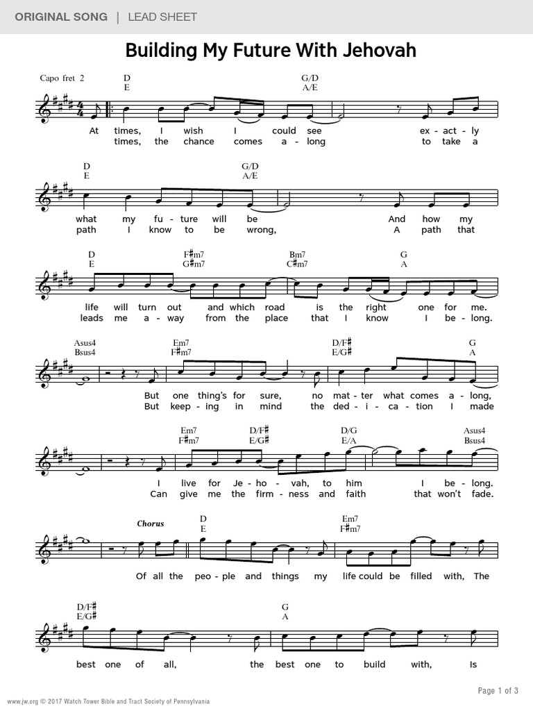 Building My Future With Jehovah: Capo Fret 2 D G D E A E | PDF | Bible ...