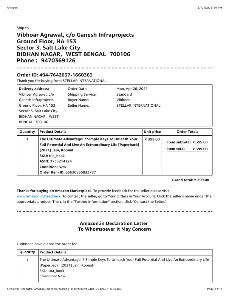 Amazon Packing List Sample | PDF | Microeconomics | Marketing