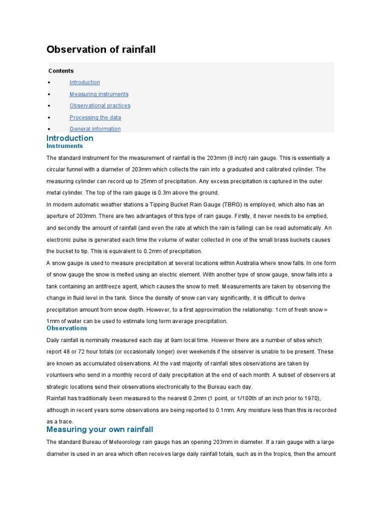 Observation of Rainfall | PDF | Precipitation | Rain