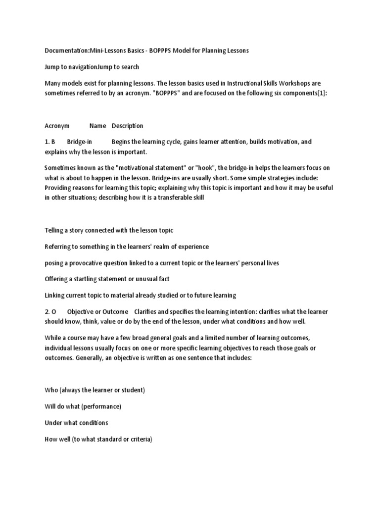 Boppps Detail | PDF | Lesson Plan | Question