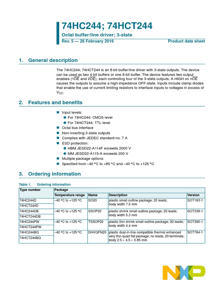 74HC244 74HCT244: 1. General Description | PDF | Electrical Circuits ...