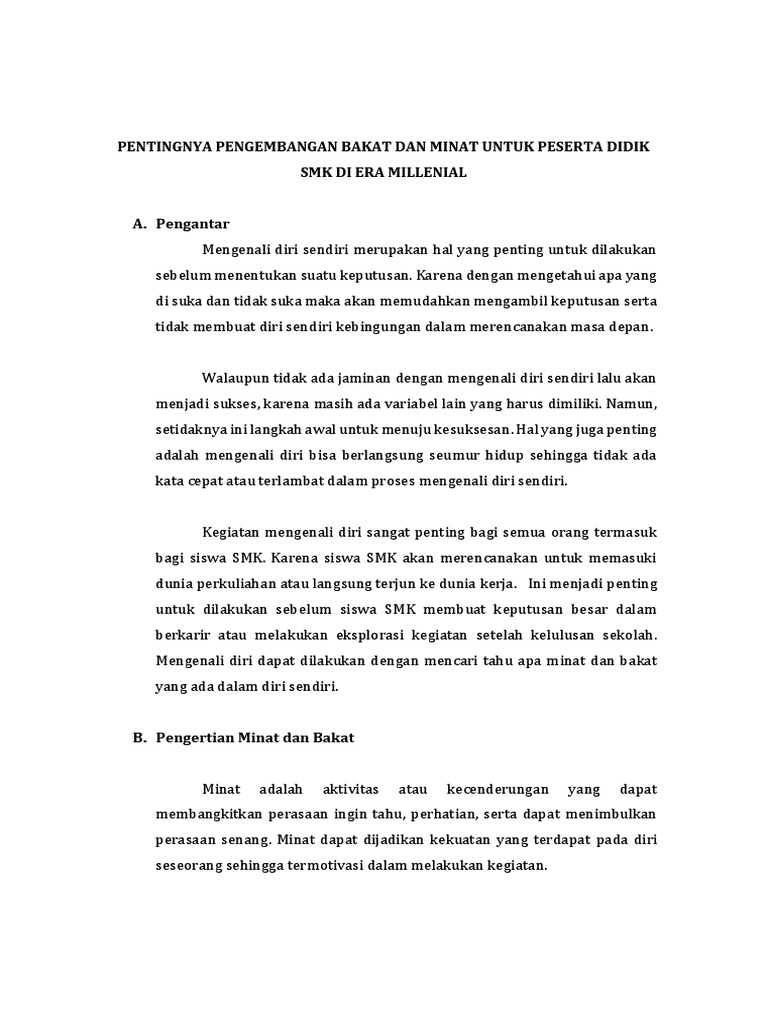 Essai Pengembangan Bakat Dan Minat | PDF