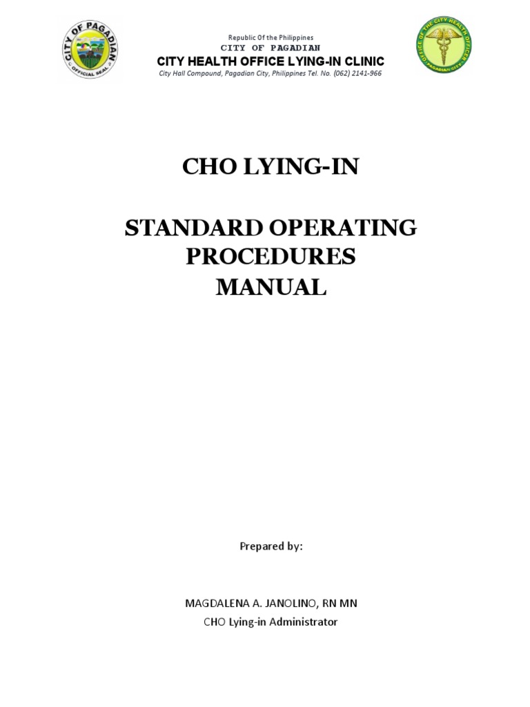Cho Lying-In Standard Operating Procedures Manual | PDF | Breastfeeding ...