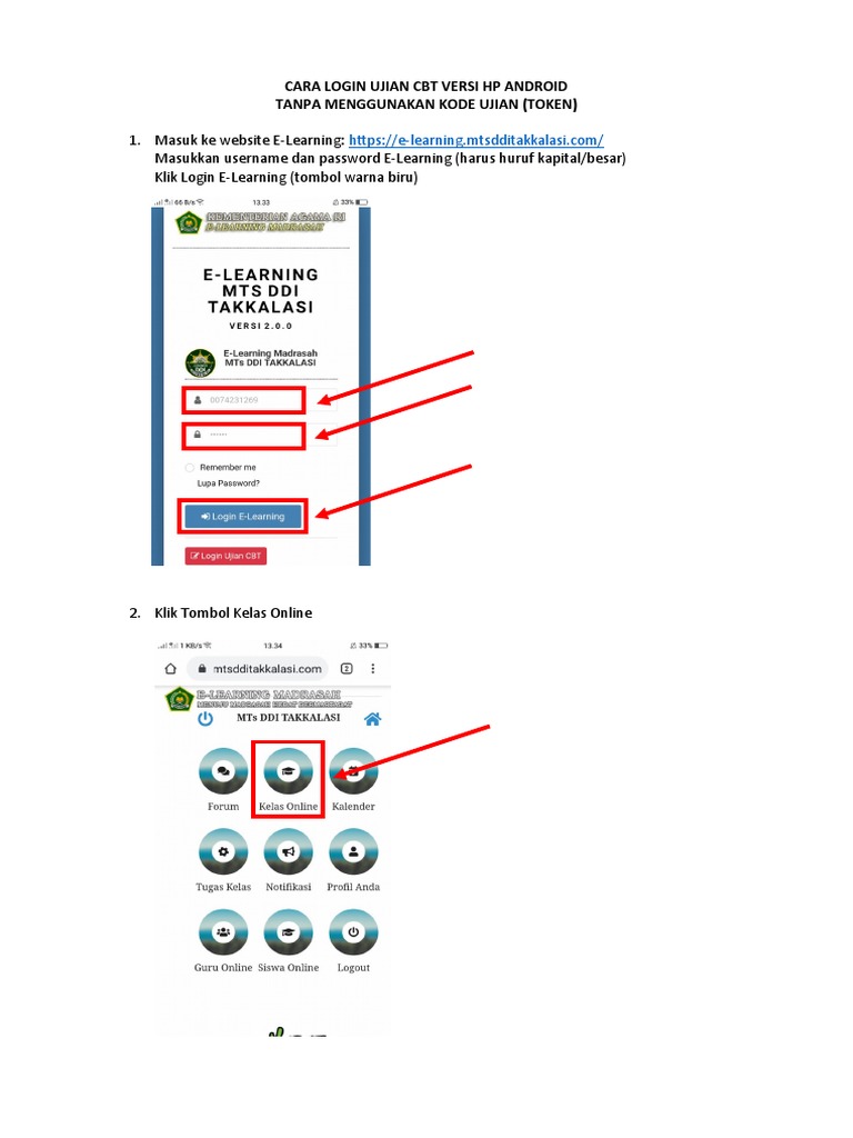 Cara Login Ujian CBT Versi HP Android | PDF
