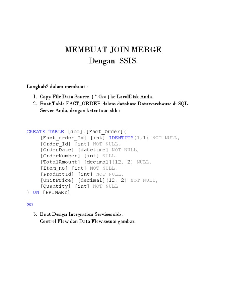 Step Membuat Join Merge SSIS | PDF