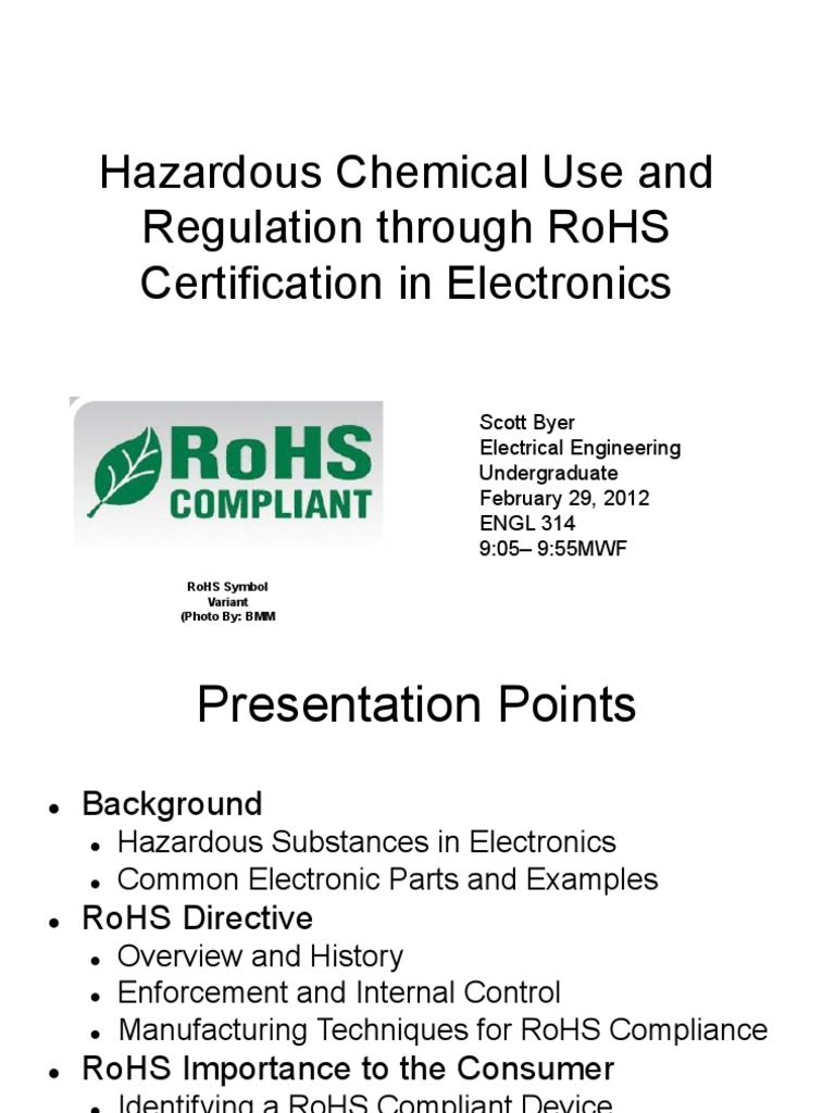 RoHS Presentation Slides | PDF | Printed Circuit Board | Electronics