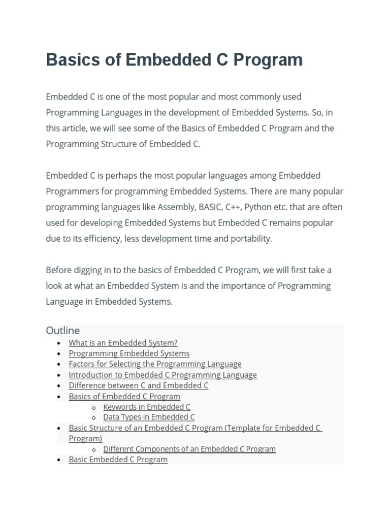Basics of Embedded C Program | PDF | C (Programming Language ... Basics of Embedded C Program | PDF | C (Programming Language ...