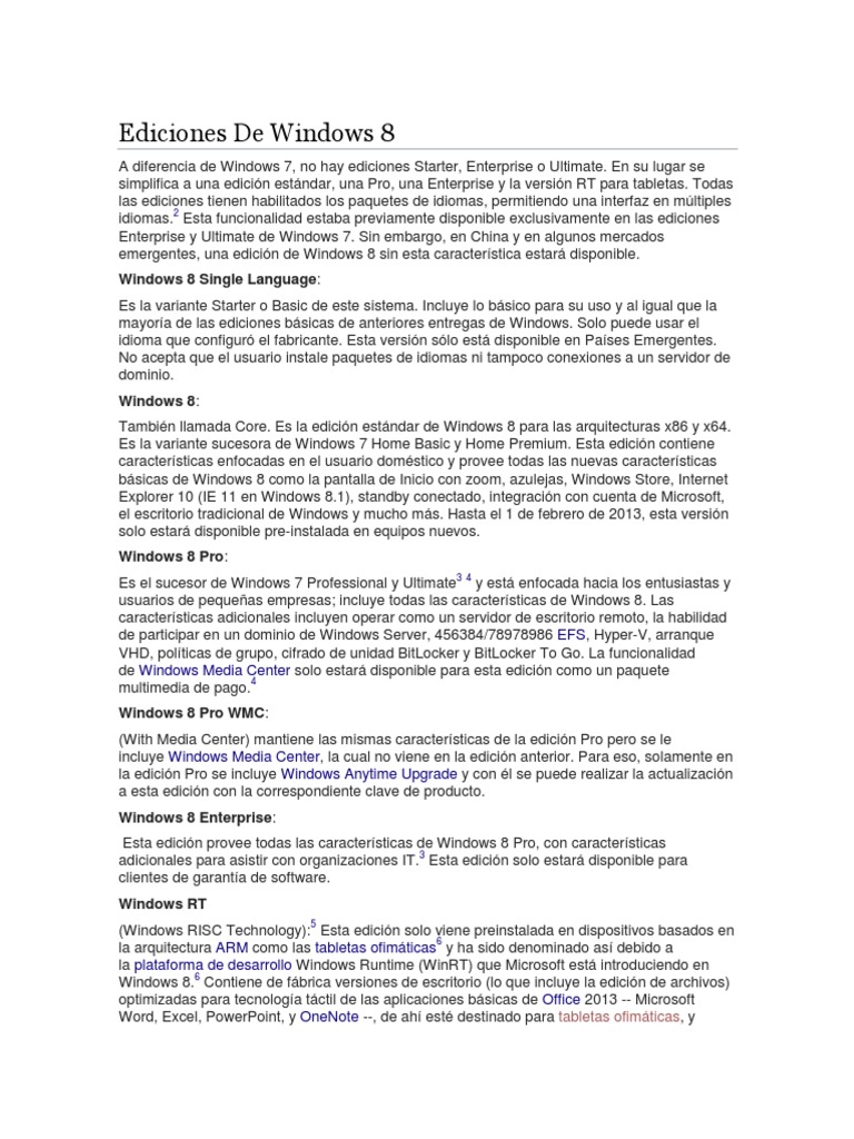 Ediciones de Windows 8 | PDF | Windows 8 | Microsoft Windows