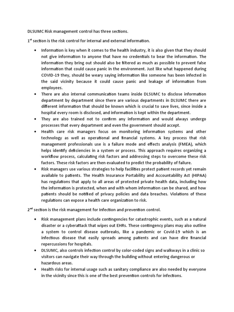 Risk Management | PDF | Health Insurance Portability And Accountability ...