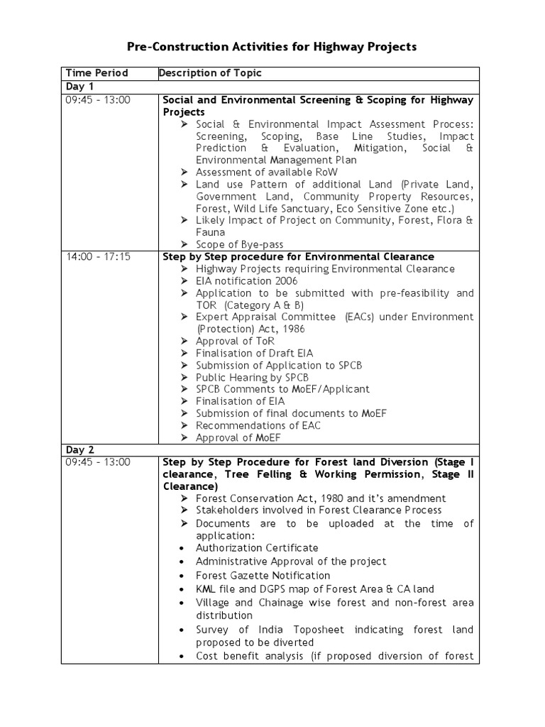 Pre-Construction Activities For Highway Projects | PDF | Environmental ...