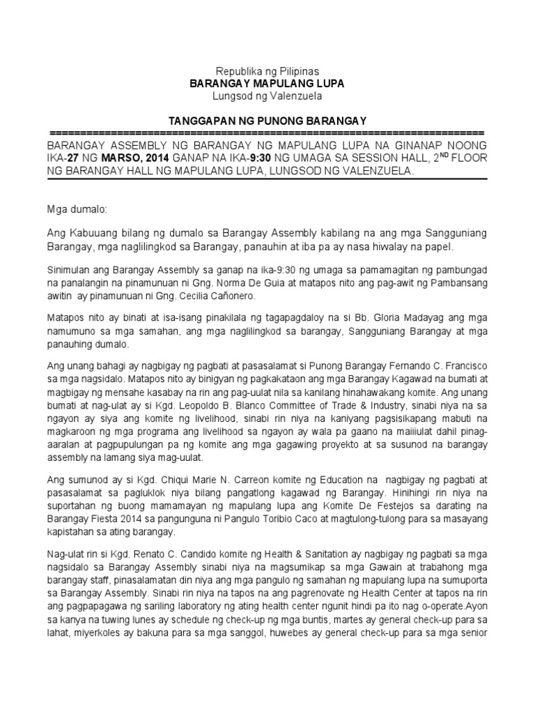 Minute Assembly | PDF