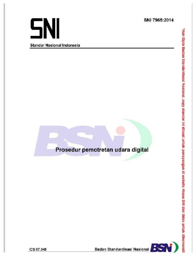 SNI Prosedur Pemotretan Foto Udara Digital | PDF