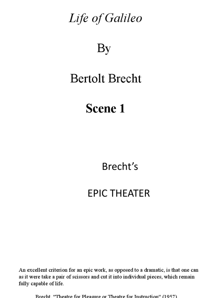 Epic Theatre: Understanding Brecht | PDF | Galileo Galilei | Science