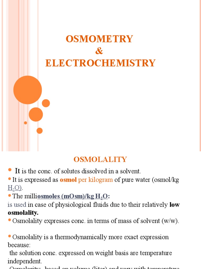 Osmometry Electrochemistry | PDF | Chemical Substances | Chemistry