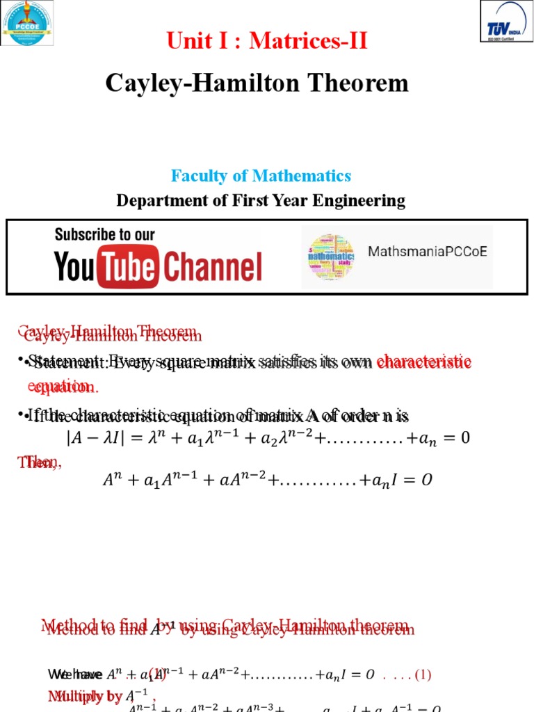 Cayley-Hamilton Theorem | PDF