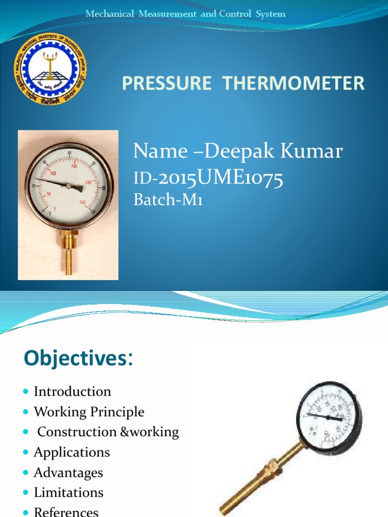 Pressure Thermometer KKS | PDF | Thermometer | Pressure Measurement
