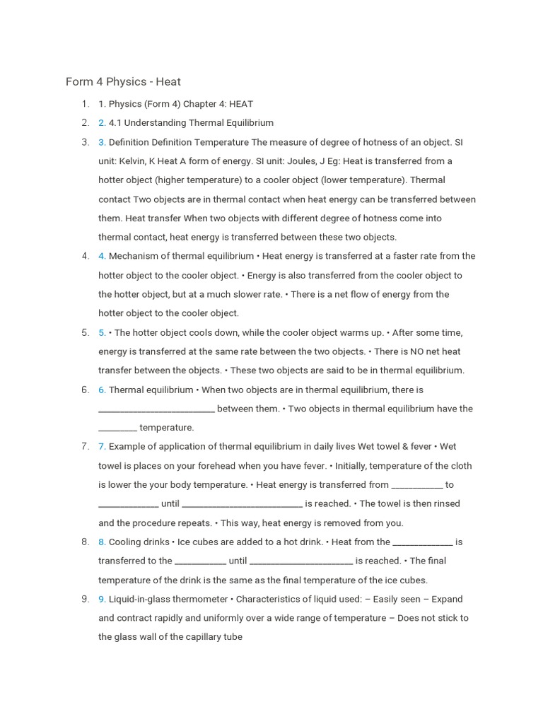 Form 4 Physics - Heat | PDF | Latent Heat | Temperature