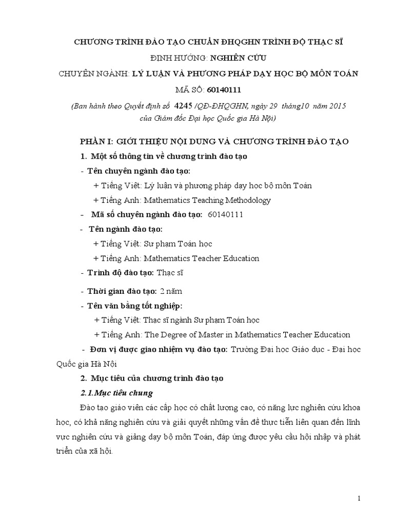 1.CTDT Thac Si Toan | PDF