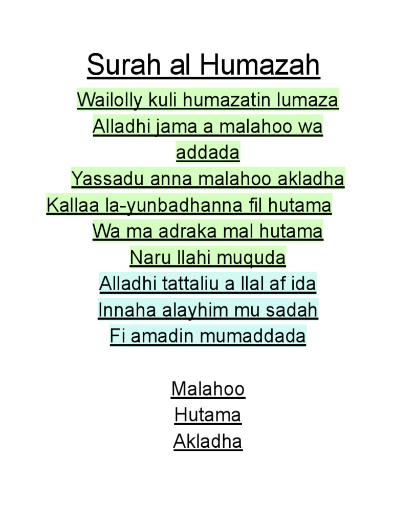 Surah Al Humazah | PDF