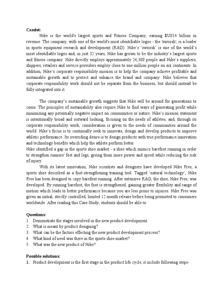 Nike's Development of the Nike Free Shoe | PDF | Nike | Corporate ...